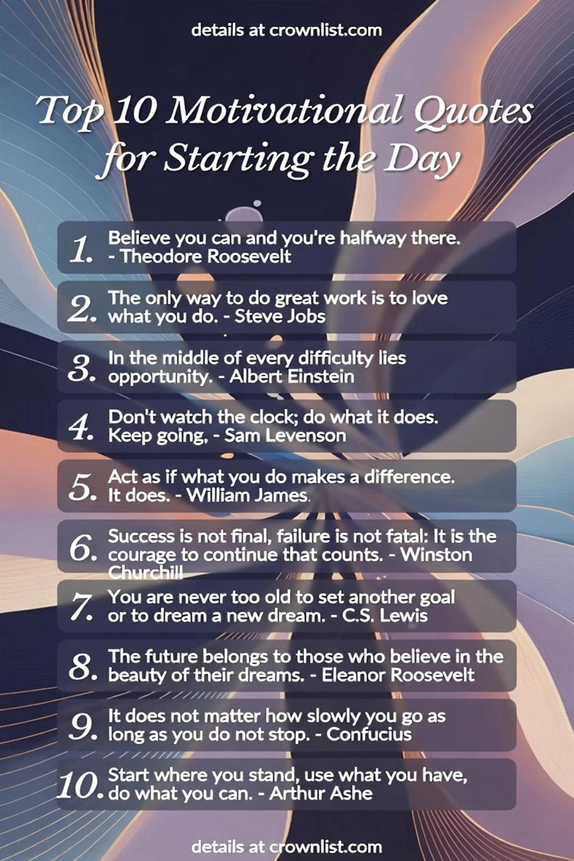 Top 10 Motivational Quotes for Starting the Day - crownlist.com